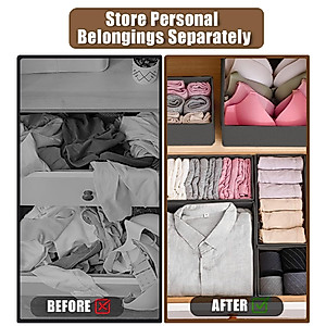 Large Storage Baskets and Drawer Organizer Set - 2 Fabric Shelf Baskets 14"x10"x9.5" & 6 Foldable Closet Divider Bins, Dark Grey - Collapsible Bins for Clothes, Toys, Nursery, Underwear