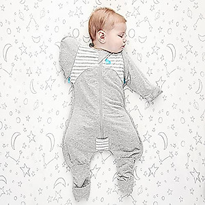 Love to Dream Swaddle UP Transition Suit, Gray, Medium, 13-19 lbs, Patented Zip-Off Wings and Unique Self-Soothing Sleeves, Safely Transition from Swaddled to Arms-Free Before Rolling Over