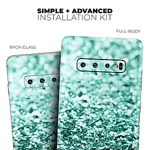 DesignSkinz Aqua Green Glimmer Protective Vinyl Decal Wrap Skin Cover Compatible with The Samsung Galaxy S20 (Screen Trim & Back Glass Skin)