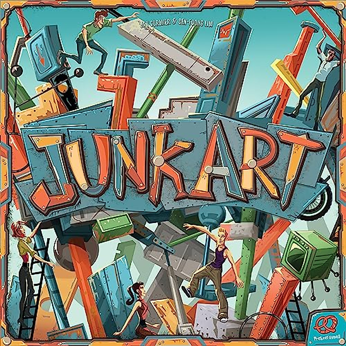 Junk Art Board Game (3rd Edition) - Creative Dexterity and Stacking Game with Over 10 Game Modes! Strategy Game for Kids & Adults, Ages 8+, 2-6 Players, 30 Minute Playtime, Made by Pretzel Games,