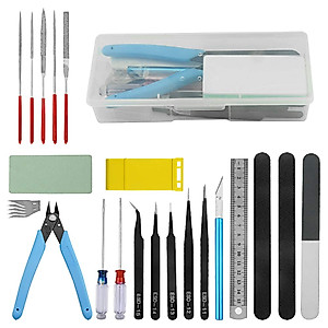 XINGYHENG 25Pcs Model Basic Tools Craft Set for Gundam Model Tools Kit with Plastic Box Model Assemble Car Hobby Model Building Repairing and Fixing DIY Craft Kit