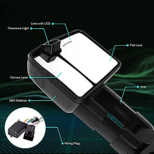 SCITOO Compatible fit for Pair Towing Mirrors Power Smoke Turn Signal Light Light For Chevy For GMC C1500 C2500 C3500 K1500 K2500 K3500 1988-1998 (Black)