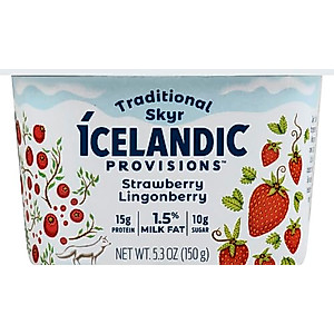 Icelandic Provisions, Strawberry and Lingonberry Thick and Creamy SKYR, 5.3 Ounce