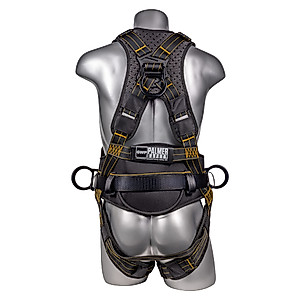 Palmer Safety Fall Protection Construction Safety Harness - QCB Chest and Legs - Aluminum D-Rings - Oil and Dust Resistant - OSHA and ANSI Compliant (Universal)