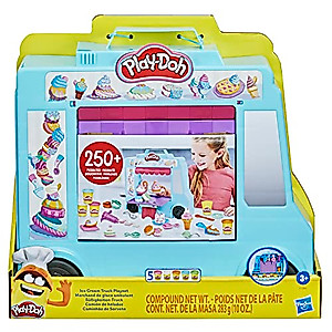 Play-Doh Ice Cream Truck Playset, Pretend Play Toy for Kids 3 Years and Up with 20 Tools, 5 Modeling Compound Colors, Over 250 Possible Combinations