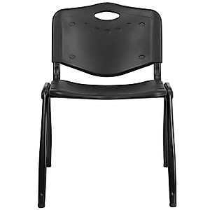 Flash Furniture 5 Pack HERCULES Series 880 lb. Capacity Black Plastic Stack Chair