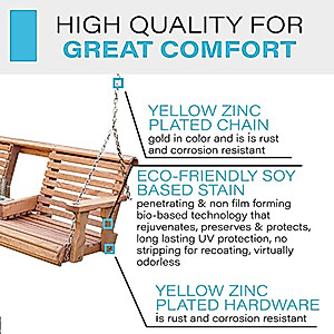 Porchgate Amish Heavy Duty 800 Lb Rollback Console Treated Porch Swing with Hanging Chains (Cedar Stain)