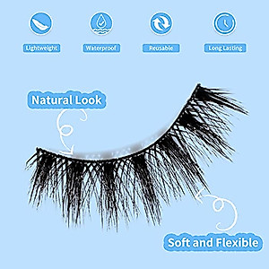 Magnetic Eyelashes and Eyeliner Kit, 7 Pairs Magnetic Lashes 3D Natural Look with Eyeliner and Tweezers, Reusable False Eyelashes Easy to Wear, No Glue Needed, Lightweight & Sweatproof (7 Pairs)