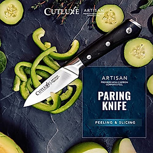 Cutluxe Paring Knife – 3.5" Small Kitchen Knife, Peeling Knife with Razor Sharp Blade – Forged High Carbon German Steel – Full Tang & Ergonomic Handle Design – Artisan Series