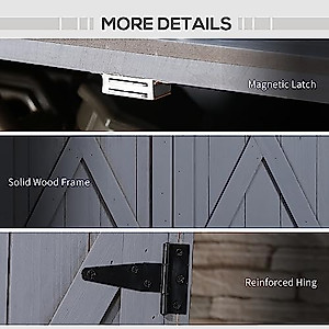 Outsunny Garden Storage Cabinet, Outdoor Tool Shed with Galvanized Top and Two Shelves for Yard Tools or Pool Accessories, Grey