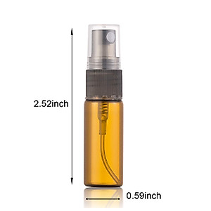 JJKMALL- 25pcs Brown Amber Fine Mist 5ml 1/6oz Atomizer Vial Glass bottle Spray Refillable Empty Sample Bottle gift Storage bag 3ML Pipette Dropper for Travel Party