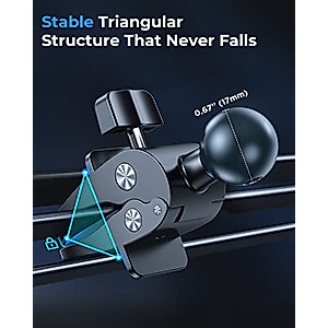 JOYROOM Universal Car Vent Clip for Car Phone Mount, Wireless Car Charger, Magnetic Phone Holder, Anti-Shaking Vent Grip Fit for Car Phone Holders with 17mm Joint Ball Mount Clip [Diameter 0.67 inch ]