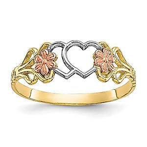 IceCarats 10K Two Tone Gold White Double Heart Love Ring Size 7