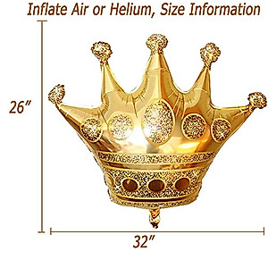 Tellpet Crown Balloons Foil Helium Mylar Balloon, Gold, 2 Pieces