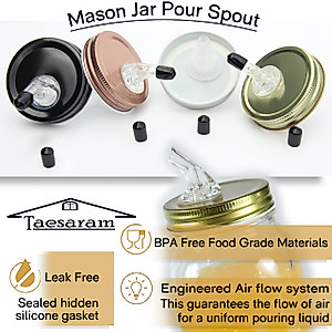 Mason Jar Pour Spouts Lid TinPlate Mason Jar Lid Dispenser Sprouting Lid Free Flow (4 units Metal Multicolor)