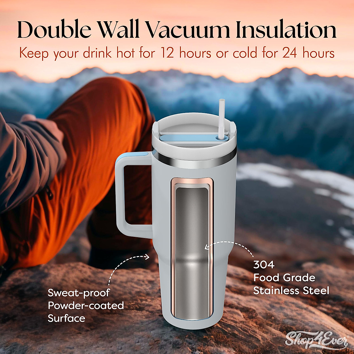 You Are The Best Thing I Ever Found on The Internet Engraved Insulated Stainless Steel Tumbler with Handle, Lid, and Straw 40 oz. Valentine's Day Gift (Fog)