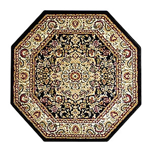 Bellagio Traditional Octagon Area Rug Black 401 (4 Feet X 4 Feet) Octagon
