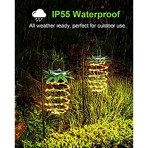 Pineapple Solar Lantern, 2 Pack Solar Lights Outdoor Waterproof 60LEDs, Hanging Solar Lights Outdoor Lantern Garden Decor for Outside Patio Yard Backyard Tree Porch Landscape Lighting, Warm Light