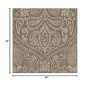 RUGGABLE Washable 3x5 Area Rug, Paisley Prom Dark Tan, Premium Rugs for Living Room, Bedroom, Kitchen, Office, Classroom with Gripper Non Slip Pad, Iris Apfel