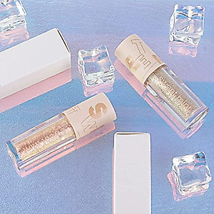 2Pcs Waterproof Crystal Liquid Glitter Eye Shadow Sticks.Quick-Drying Liquid Sparkling Silver Golden Eyeshadow Eyeliner Eyelid.Liquid Highlight Shimmer Eye Makeup Sparkly for Eyes,sombra de para ojos