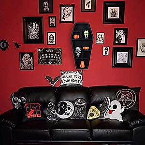 Gothvanity Coffin Shelf - Large - Gothic Decor for Display or Storage - 20X10X4 Inches -Wooden Shelf for Tabletop or Wall Hanging- Hardware Included- Black