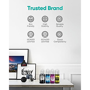 ecodot Compatible Refill Ink Bottle Replacement for Epson 774 664 T774 T664 High Capacity for ecotank ET-2650, ET-16500, ET-4500, ET-2550, ET-3600, Printer (Black, Cyan, Magenta, Yellow, 4 Pack)