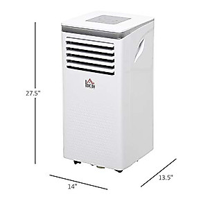 HOMCOM 8000 BTU Mobile Portable Air Conditioner for Home Office Cooling, Dehumidifier, and Ventilating, Portable AC Unit with Remote Control, 24H Timer, White