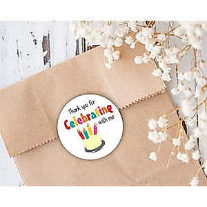 Birthday Cake Favor Stickers - Baby Shower Stickers - Birthday cake Party favor stickers- Thank you for Celebrating with me - Set of 40 stickers