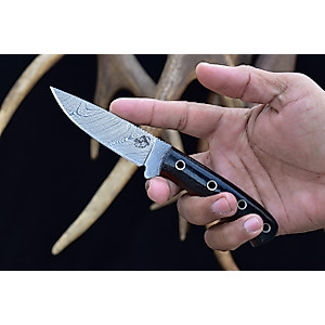 Knives Ranch Handmade Damascus Steel EDC Utility Knife - Full Tang - Burlap Micarta Handle - Heavy-Duty Pancake Sheath Snug Fit (3112-M)