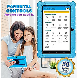 Contixo V8-2 7 inch Kids Tablets - Tablet for Kids with 50+ Disney Storybooks & Stickers (Value $200) - Android Tablet 32 GB HD Display Durable Case & Screen Protector, Light Blue