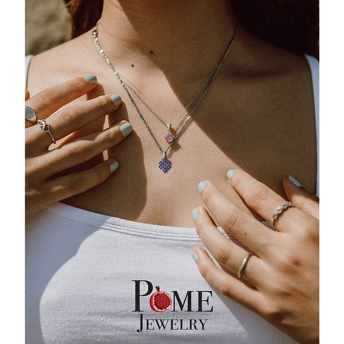 Pome Eternal Knot Pendant Necklace in Sterling Silver, Endless Knot, Made in America (22" Necklace)