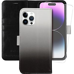 MONASAY Wallet Case Compatible for iPhone 14 Pro 5G, [Glass Screen Protector Included] [RFID Blocking] Flip Folio Leather Cell Phone Cover with Credit Card Holder, 6.1-inch, Dreamlikes