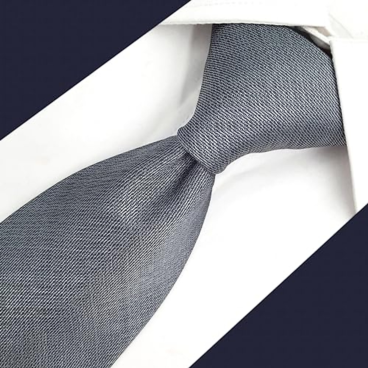 SHLAX&WING Solid Color Grey Mens Neckties Silk Ties Business Classic 57.5 inches