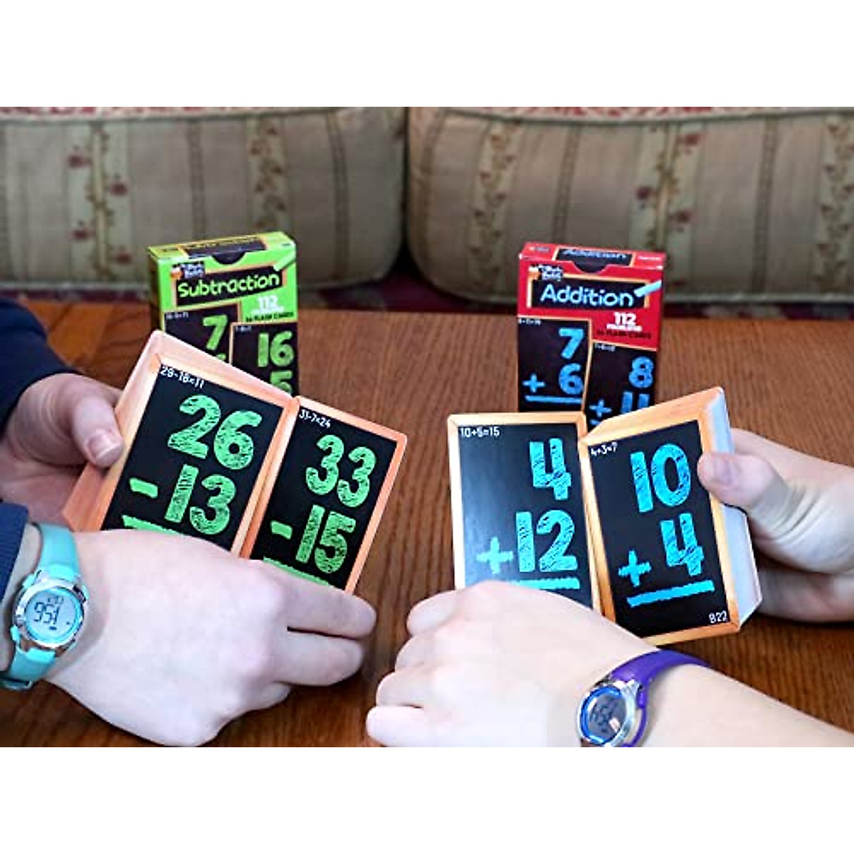 Regal Games - Two-Pack Math Flash Cards - Addition & Subtraction Practice - Bright, Bold Easy to Read - Classroom, Homework, Study Supplement - 56 Cards, 112 Problems Per Pack