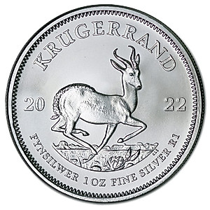 2022 ZA 1 oz South African Silver Krugerrand Coin Brilliant Uncirculated with a Certificate of Authenticity 1 Rand 1R BU