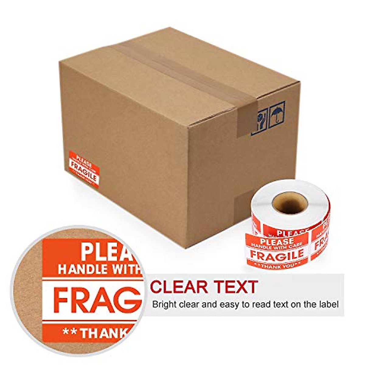 Methdic 2"x 3" Fragile Stickers 500 Labels Per Roll Strong Adhesive (Handle with Care ,Do Not Drop ,Thank You) Labels for Shipping and Moving