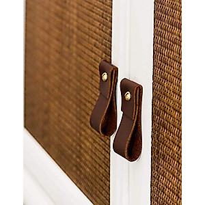 KEYAIIRA - Leather and Brass Drawer Pull - minimal furniture knobs modern kitchen handle pulls for cabinets farm house Scandinavian dresser hardware