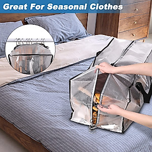 Rihim Moving Bags 90L - 4 Clear Heavy Duty Extra Large Storage Bags for Clothes - Packing Bags with Backpack Straps Strong Handles Zippers - College Travelling Christmas Storage Moving Totes