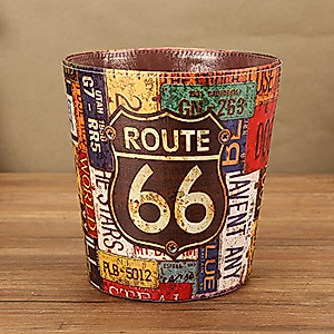 HMANE Wastebasket, Decorative Round Waterproof Litchi Leather Trash Can Paper Garbage Container Bin for Living Room - (Pattern-2)