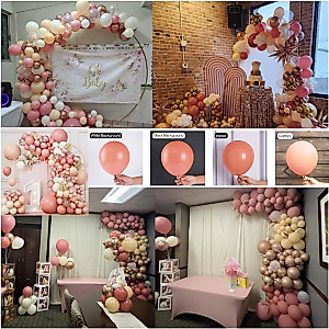151Pcs Blush Pink Balloons Garland Arch Kit, Retro Dusty Pink Nude Rose Gold Ivory White Confetti Latex Balloons for Girls Baby Shower Garden Tea Party Bachelorette Birthday Wedding Decorations