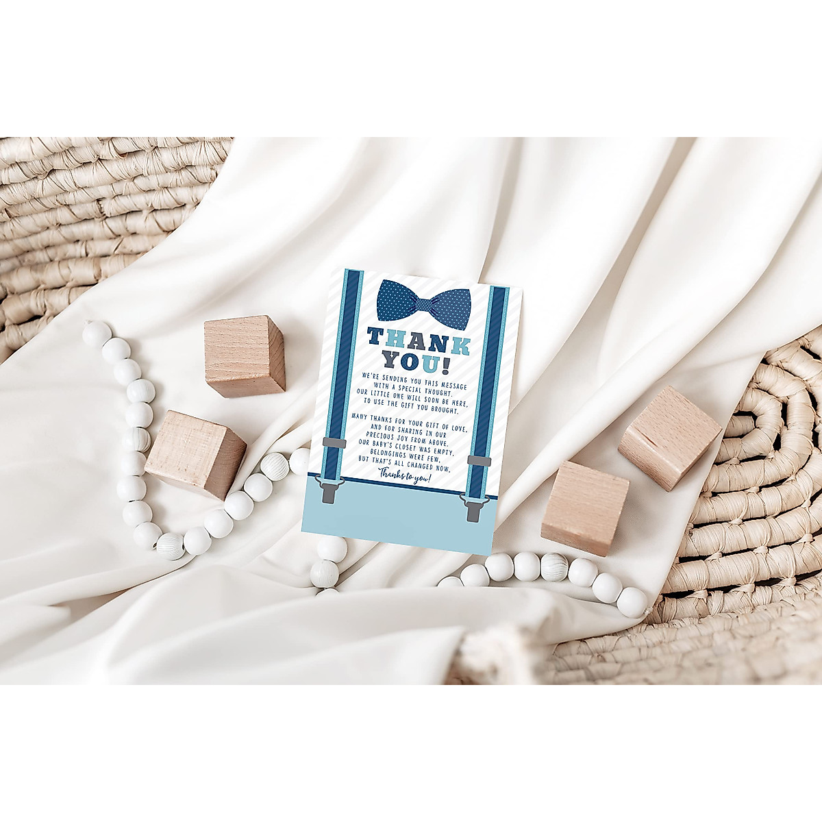 Your Main Event Prints Little Man Boy Baby Shower Thank You Cards Bow Tie and Mustaches 20 Count Including Envelopes