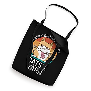 Easily distracted by Cats and Yarn Crocheting Yarn Knitter Tote Bag