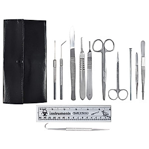 DR Instruments KIT- 5 Comprehensive Dissecting Kit, 3.5" 0.75" 7" 7", Black