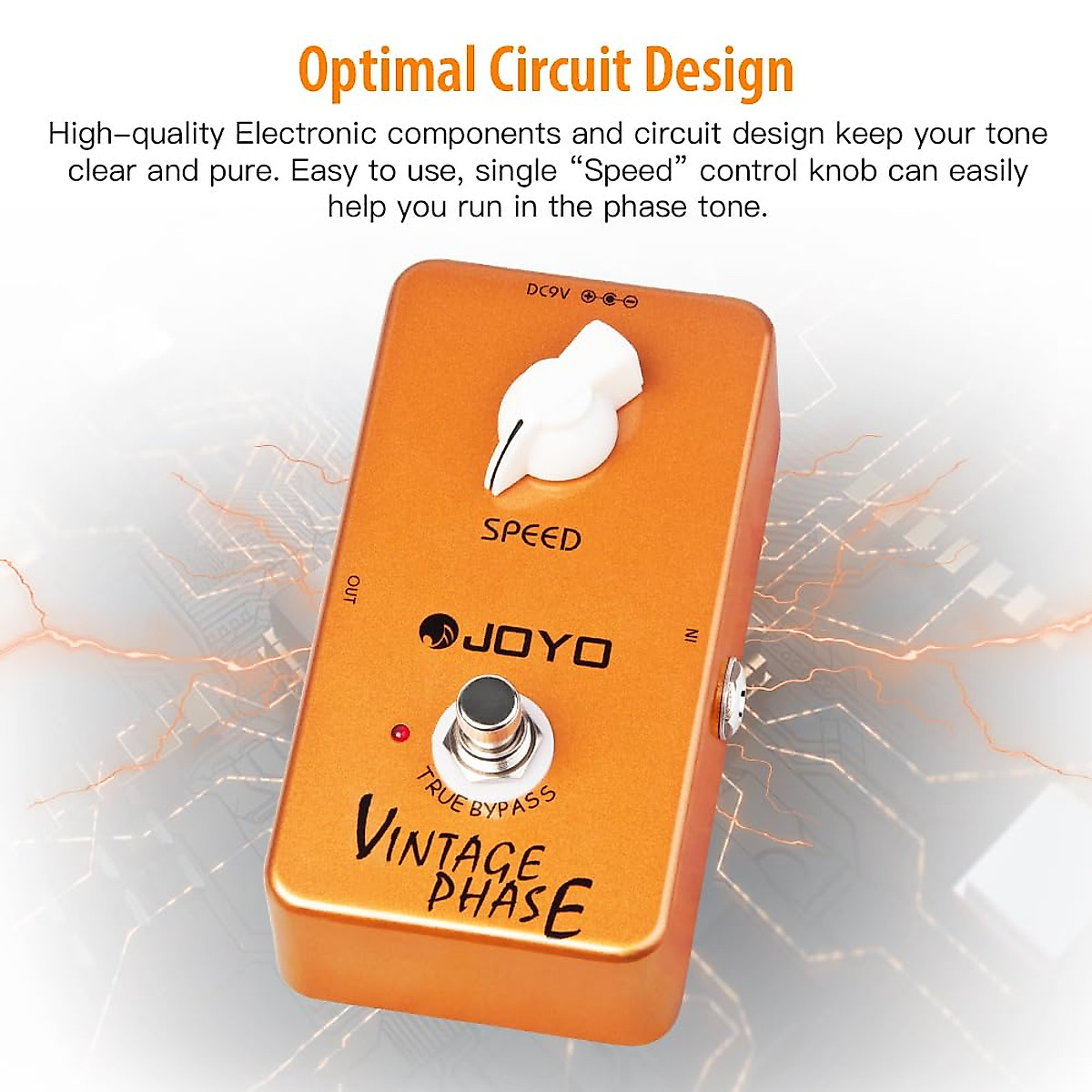 JOYO Vintage Phase Effect Pedal Beautifully Re-Creates Classic Phaser Sounds of 70's for Electric Guitar Effect - True Bypass (JF-06)