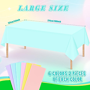 12Pcs Pastel Color Plastic Tablecloths for Parties and Events