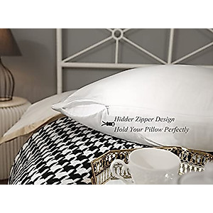 YOWMINGSILK 100% Natural Mulberry Silk Pillowcase Set of 2 for Hair and Skin with Hidden Zipper,19 Momme,600 Thread, Soft Breathable Smooth Both Sided Silk Pillow Cover(White,Standard20x27)