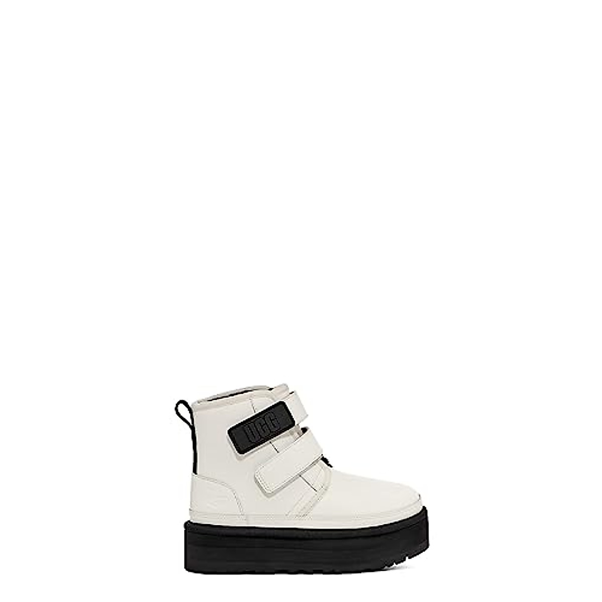 UGG Unisex-Child Neumel Platform Leather Boot, White, 13 Little Kid