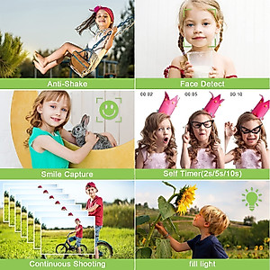 Digital Camera for Kids, 30MP Digital Point and Shoot, 1080P FHD Kids Camera, 2.8 Inch LCD Screen Rechargeable Compact Camera Vlogging Camera for Kids Teens Girls Boys Beginner Elderly (Red)