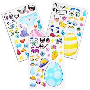 JOYIN 36 Pieces Easter Make A Face Sticker Sheets with Easter Eggs Themed Make Your Own Mix and Match Stickers Sheets, Easter Kids Party Favor Supplies Crafts