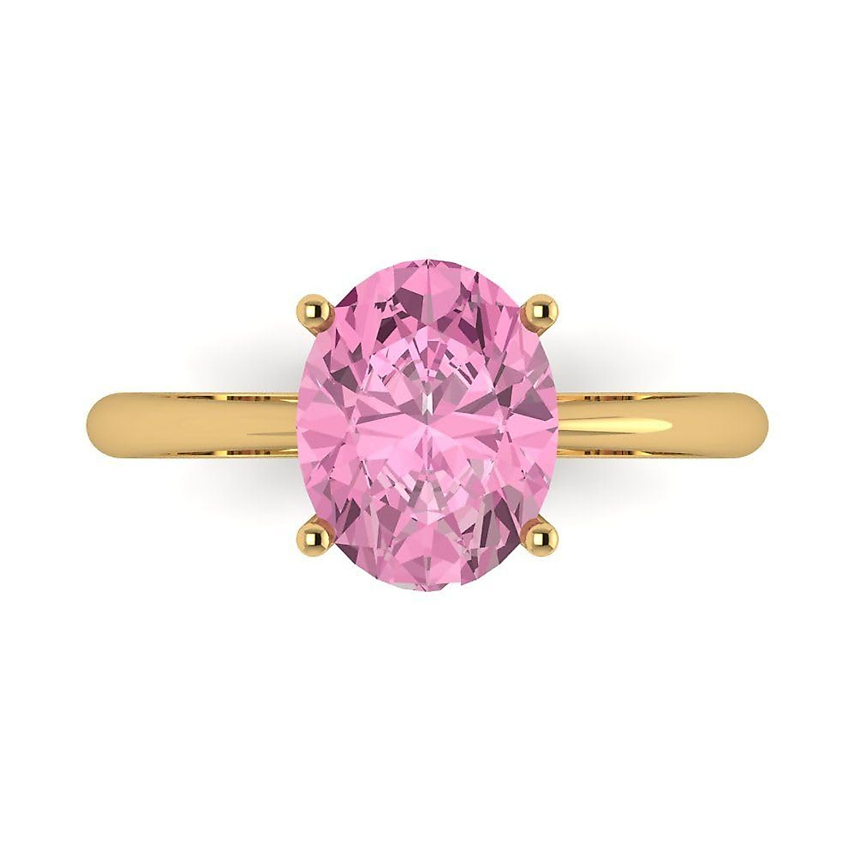 Clara Pucci 2.4ct Oval Cut Solitaire Pink Simulated Diamond Cubic Zirconia Bridal Designer Wedding Anniversary Ring 14k Yellow Gold